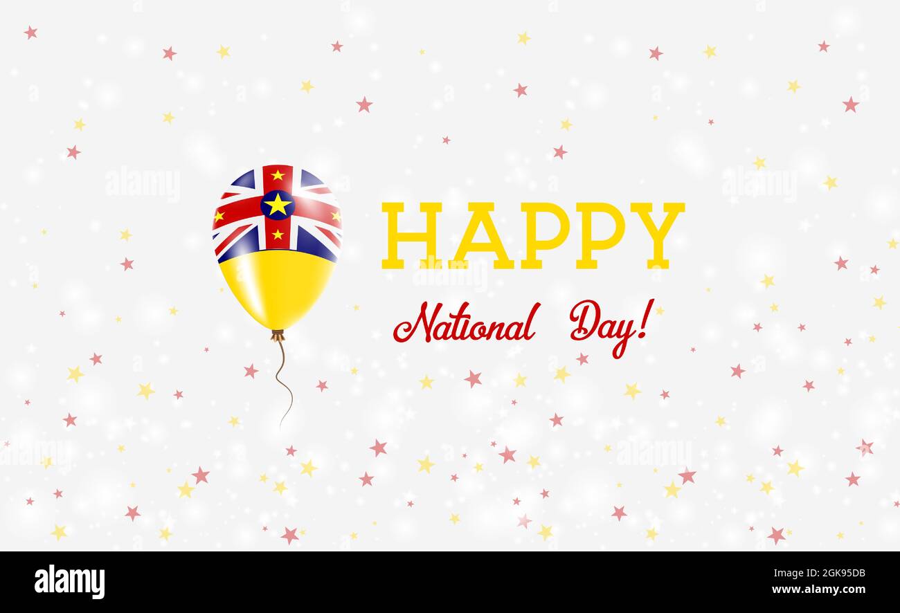 Niue National Day patriotic poster. Flying Rubber Balloon in Colors of ...