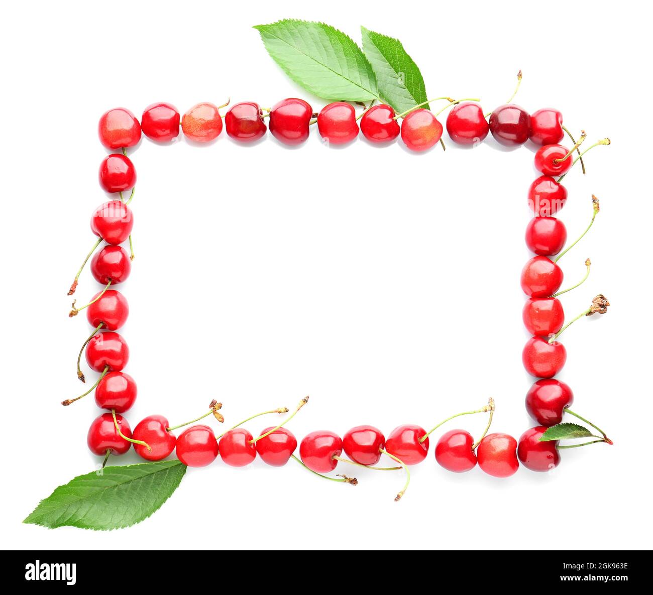 Rectangle made of fresh cherries on white background Stock Photo - Alamy