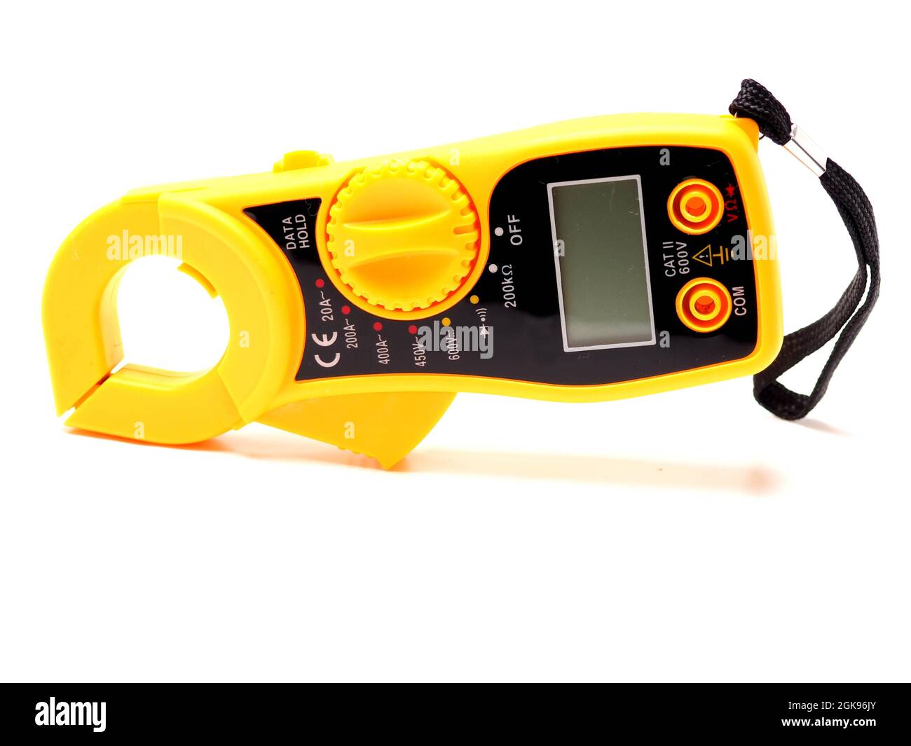 Picture of yellow digital clamp meter that using for measuring ...