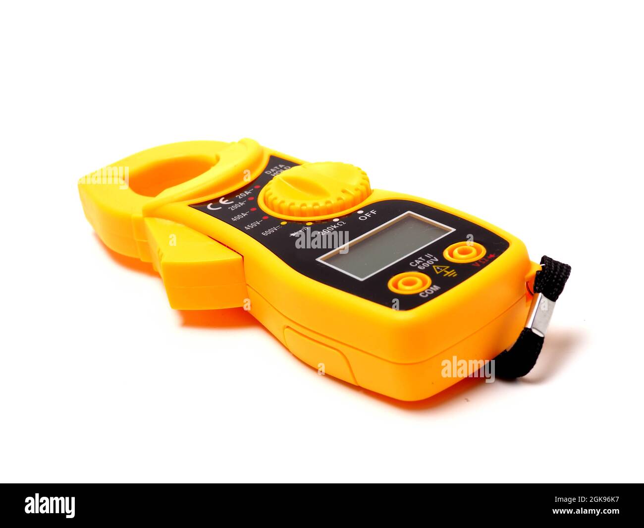 Picture of yellow digital clamp meter that using for measuring ...