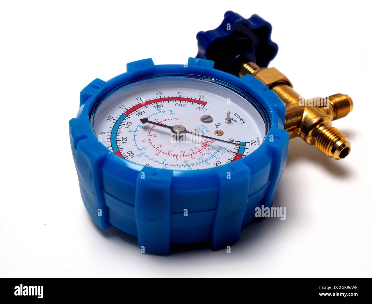 Picture of blue pressure meter, tool that usualy used by technician to ...