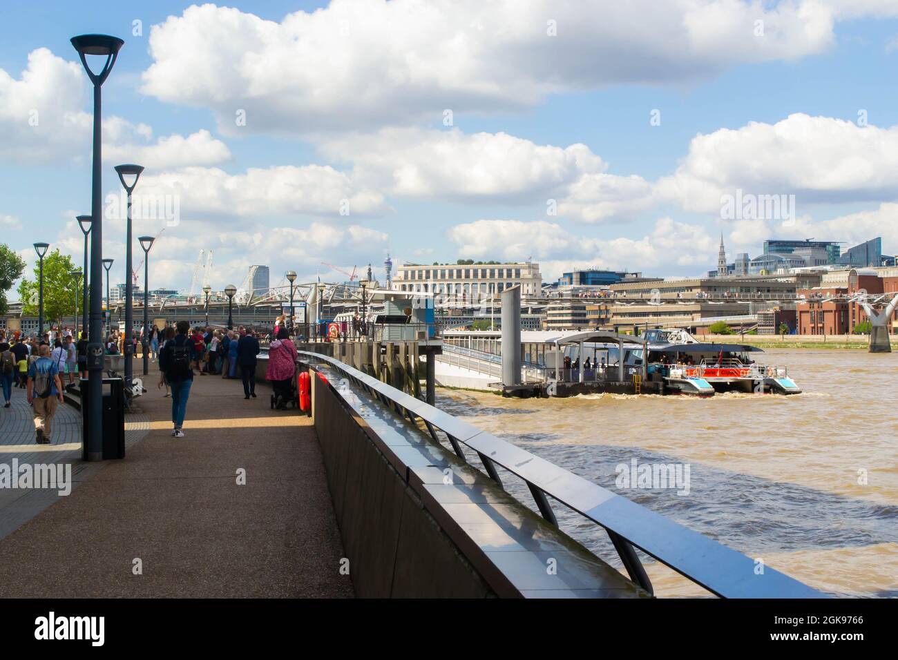 LONDON, ENGLAND- 24 August 2021: Bankside Pier located on the south ...