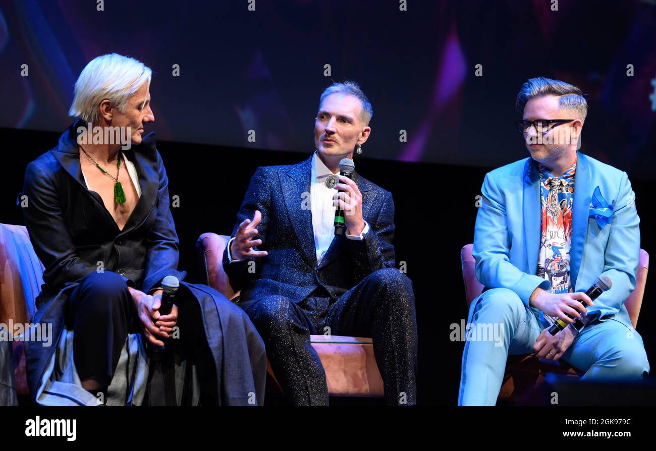 Jonathan Butterell, Tom Gillespie Sells, Tom Macrae on stage during the ...