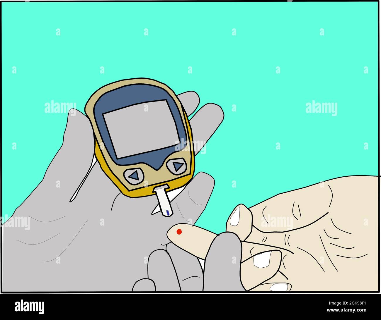 a picture illustration of diabetic blood sugar check to announce world ...