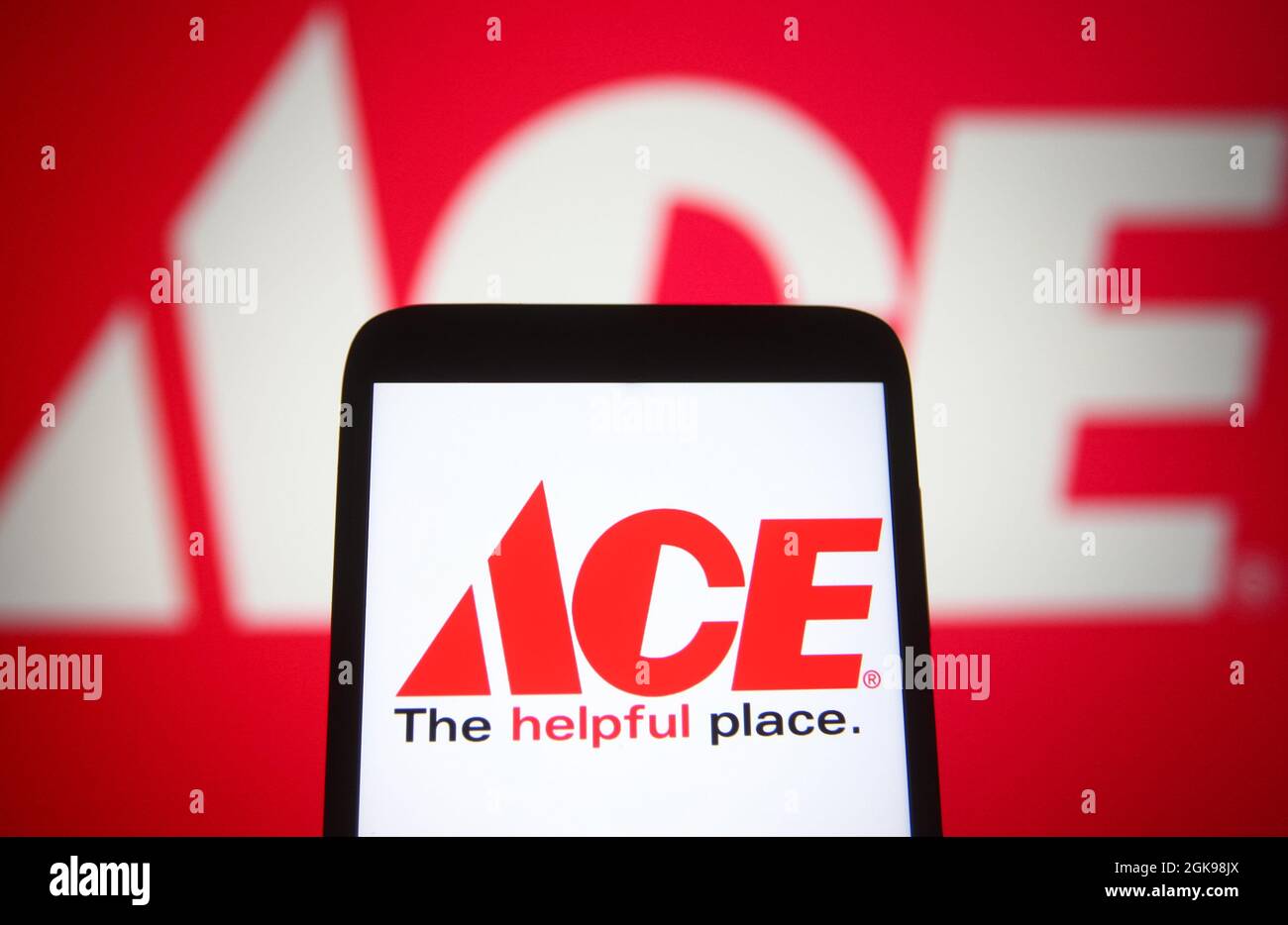 In this photo illustration an Ace Hardware Corporation logo is seen on ...