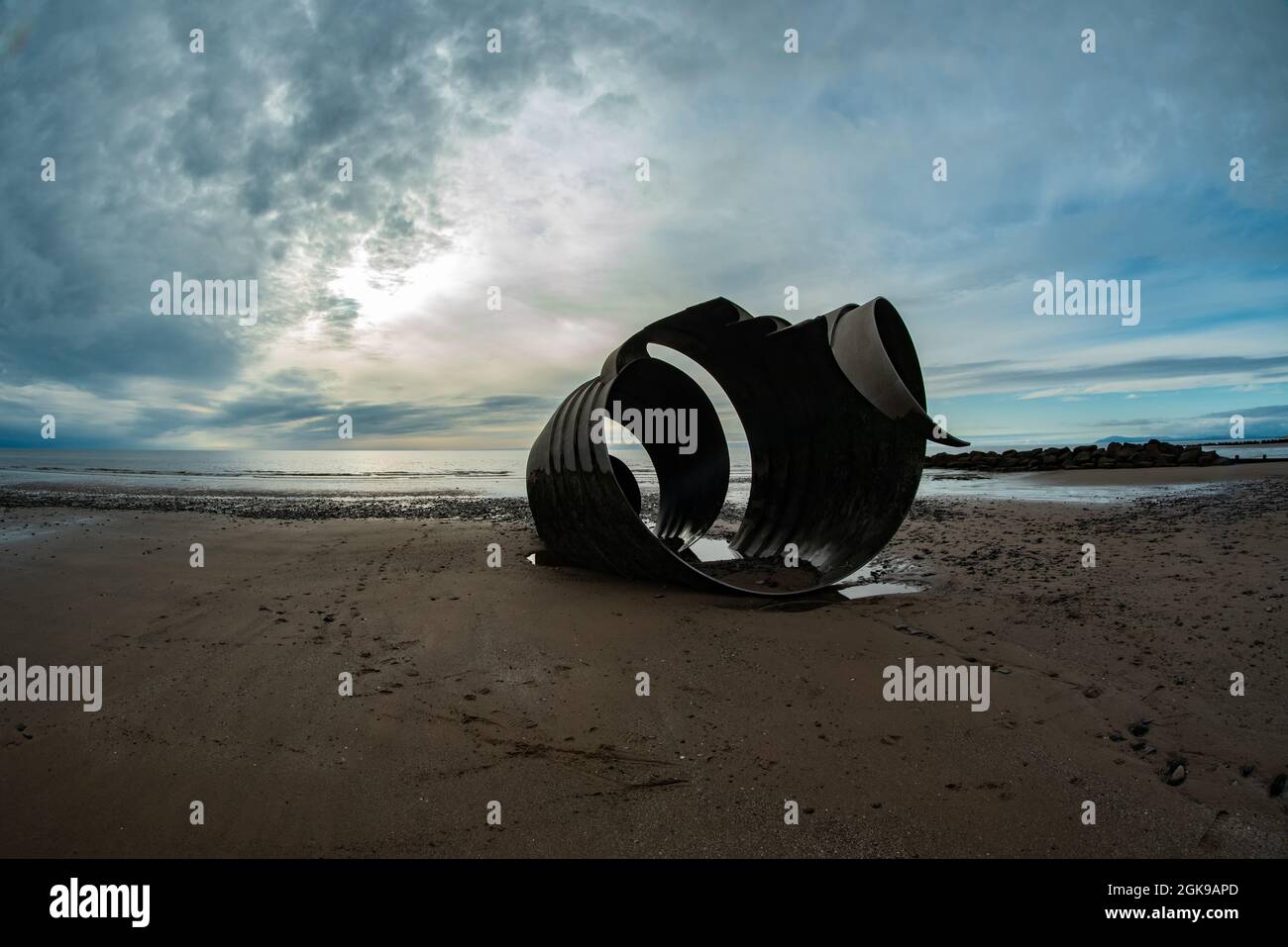 Mary's Shell at Cleveleys around Sunset - public art metal sculpture by ...