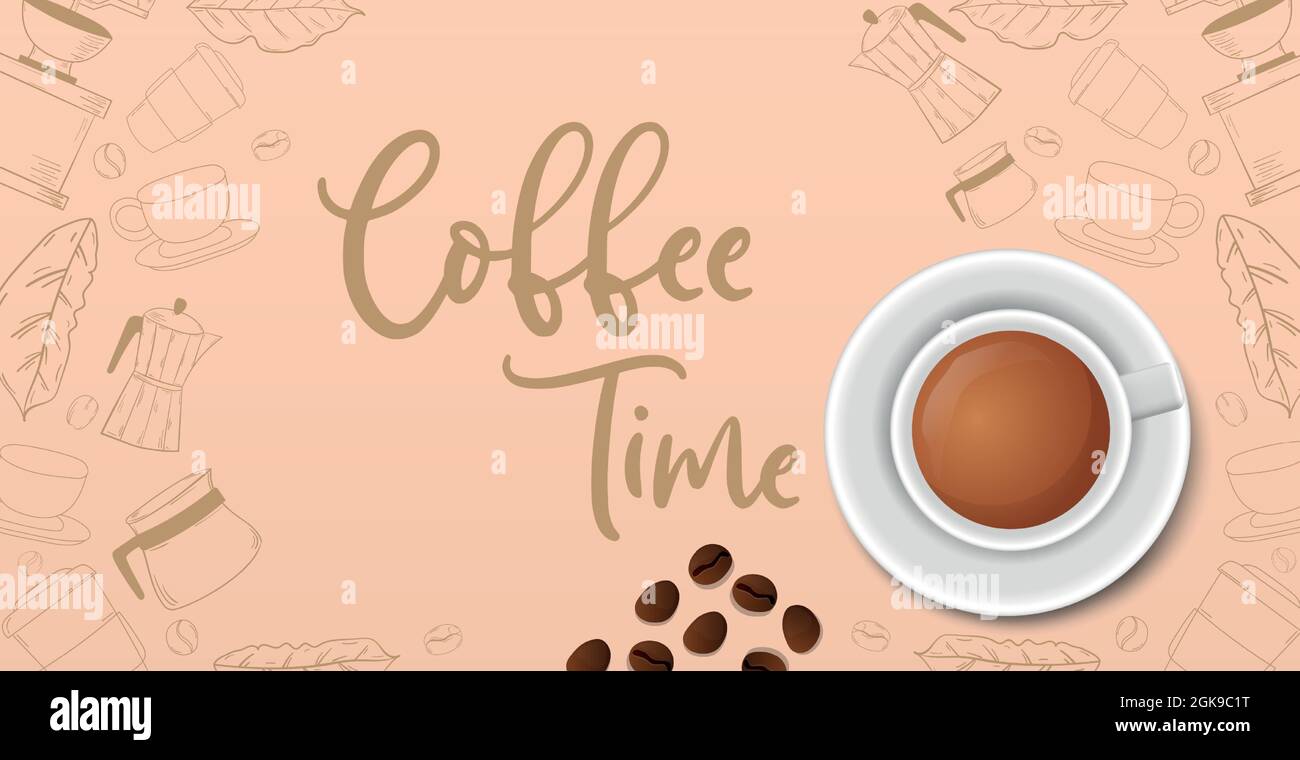 Coffee break, stylish coffee light background - Vector illustration ...