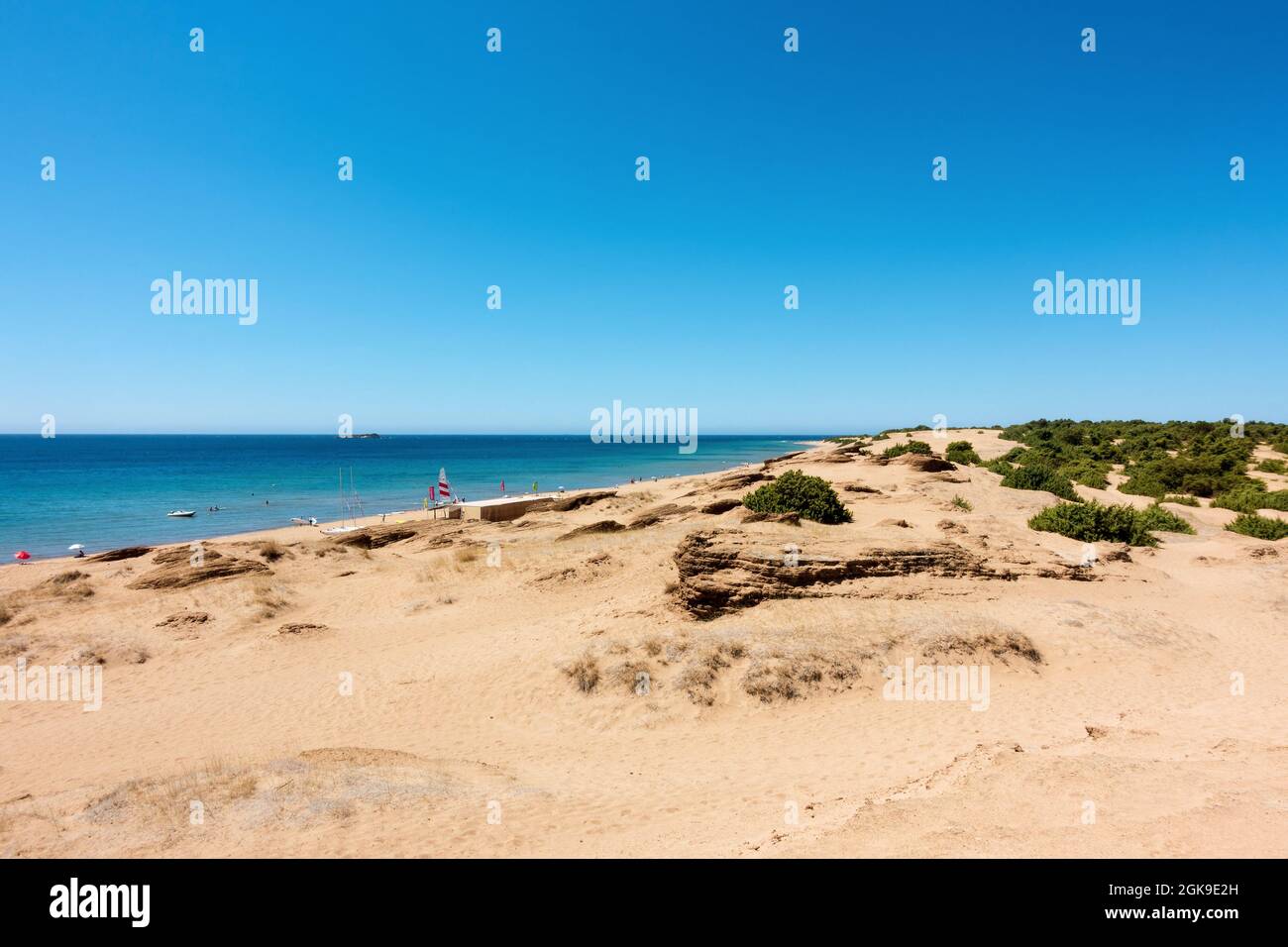 Amazing scenery by the sea in Issos beach, Corfu, Greece Stock Photo ...