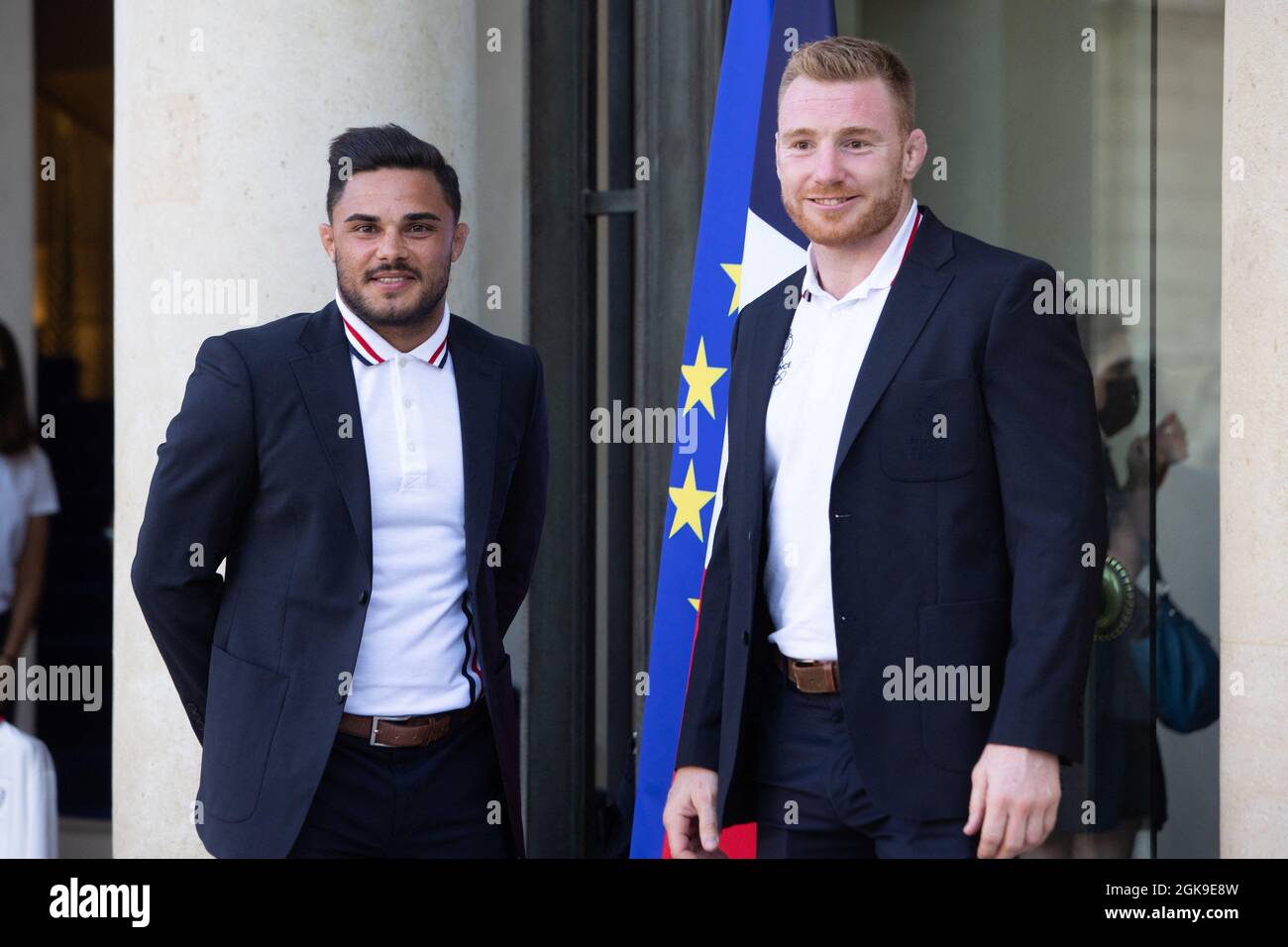 French judokas Axel Clerget and Guillaume Chaine pose prior to the ...