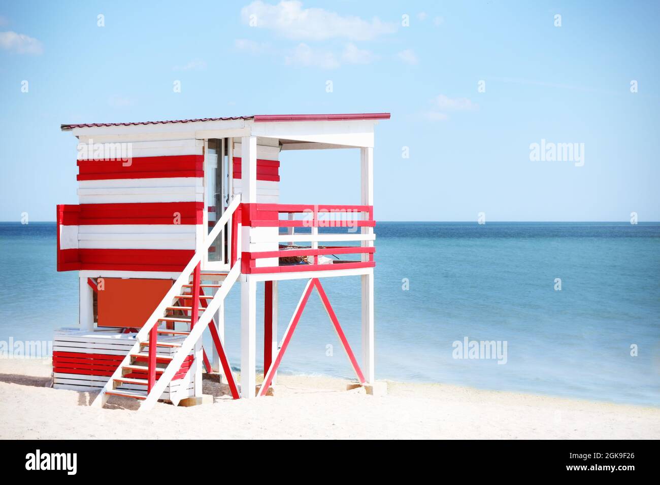 Wooden lifeguard tower on beautiful beach at resort Stock Photo - Alamy