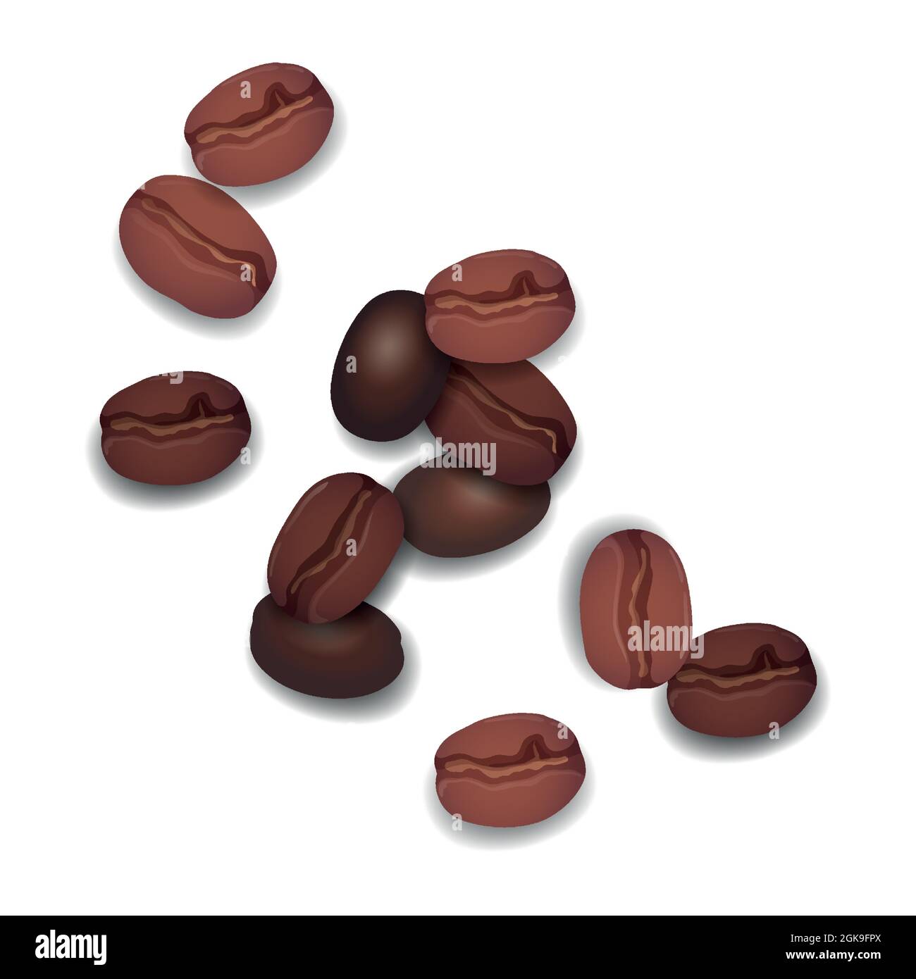 Realistic coffee beans on white background - Vector illustration Stock ...