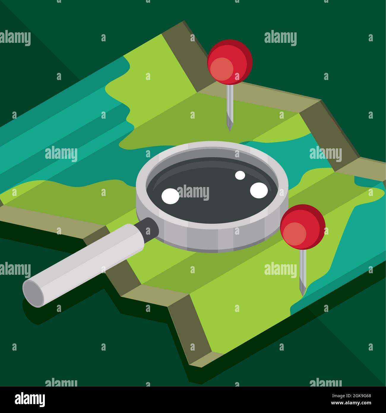 map magnifier and pointers Stock Vector Image & Art - Alamy
