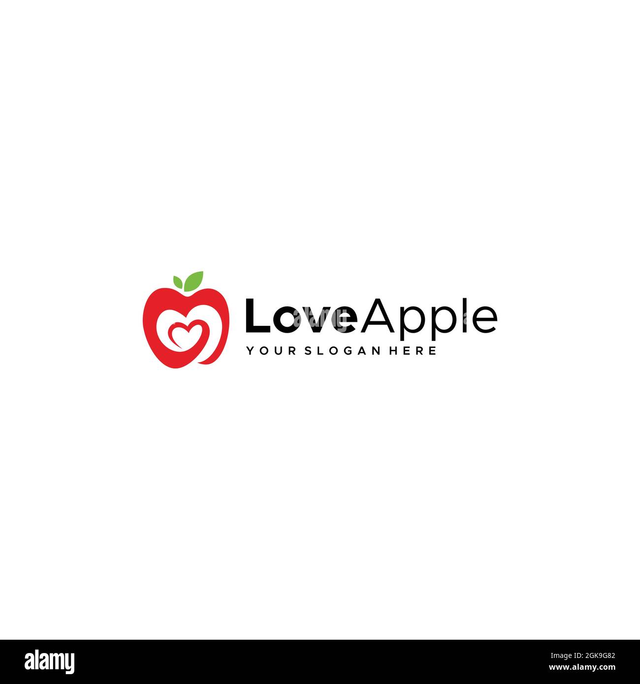 modern Love Apple healthy hearts leaf logo design Stock Vector Image ...