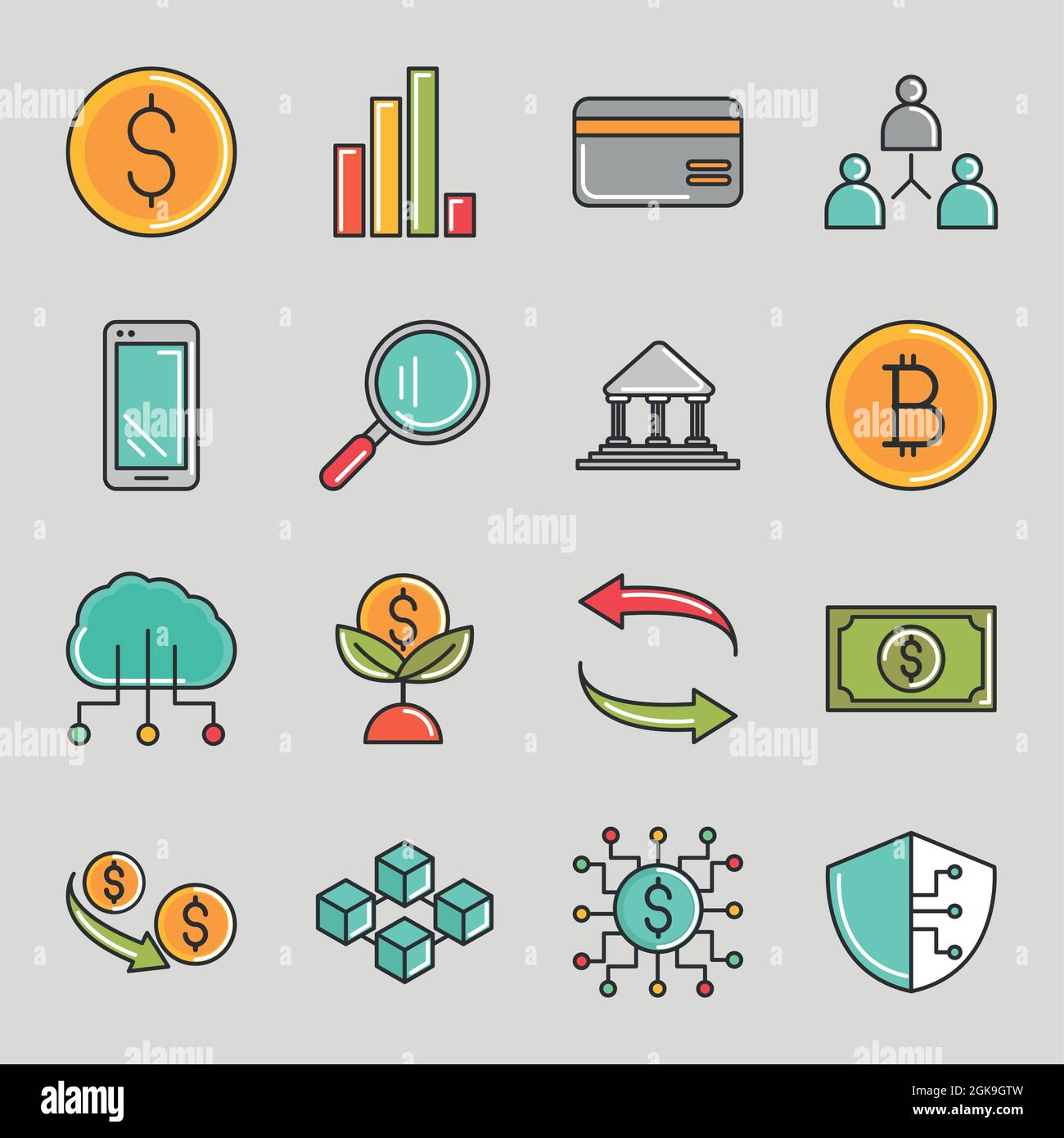 financial technology icons set Stock Vector Image & Art - Alamy