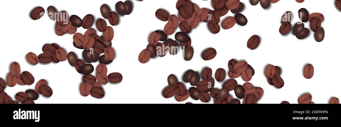 Realistic coffee beans on white background - Vector illustration Stock ...