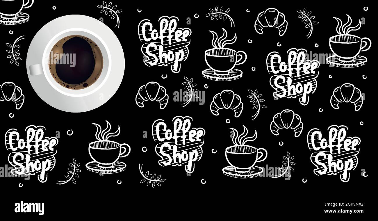 Coffee background with realistic cup of coffee - Vector illustration ...