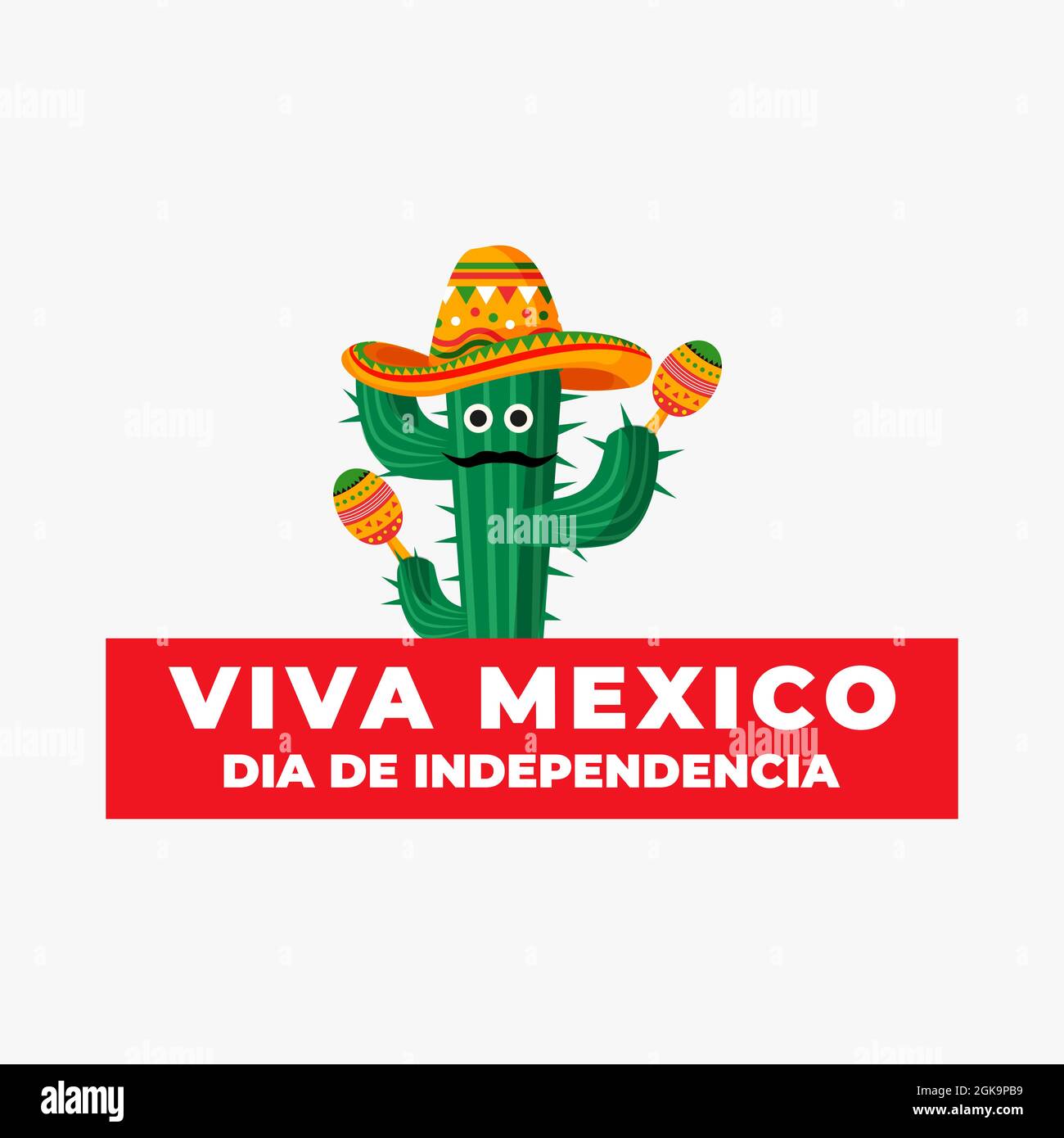 vector viva mexico dia de independencia with cactus Stock Vector Image ...
