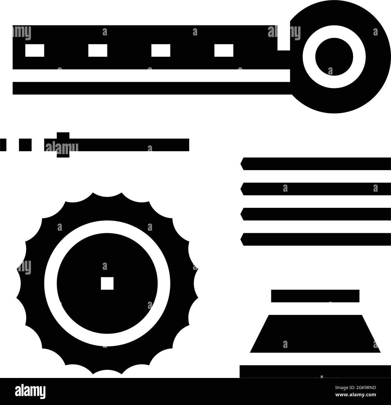 materials handling and crusher spare parts glyph icon vector ...