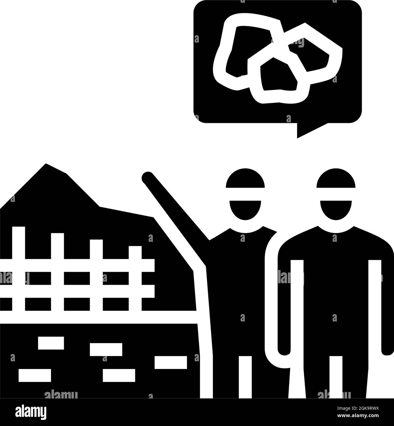 construction supervision and monitoring glyph icon vector illustration ...