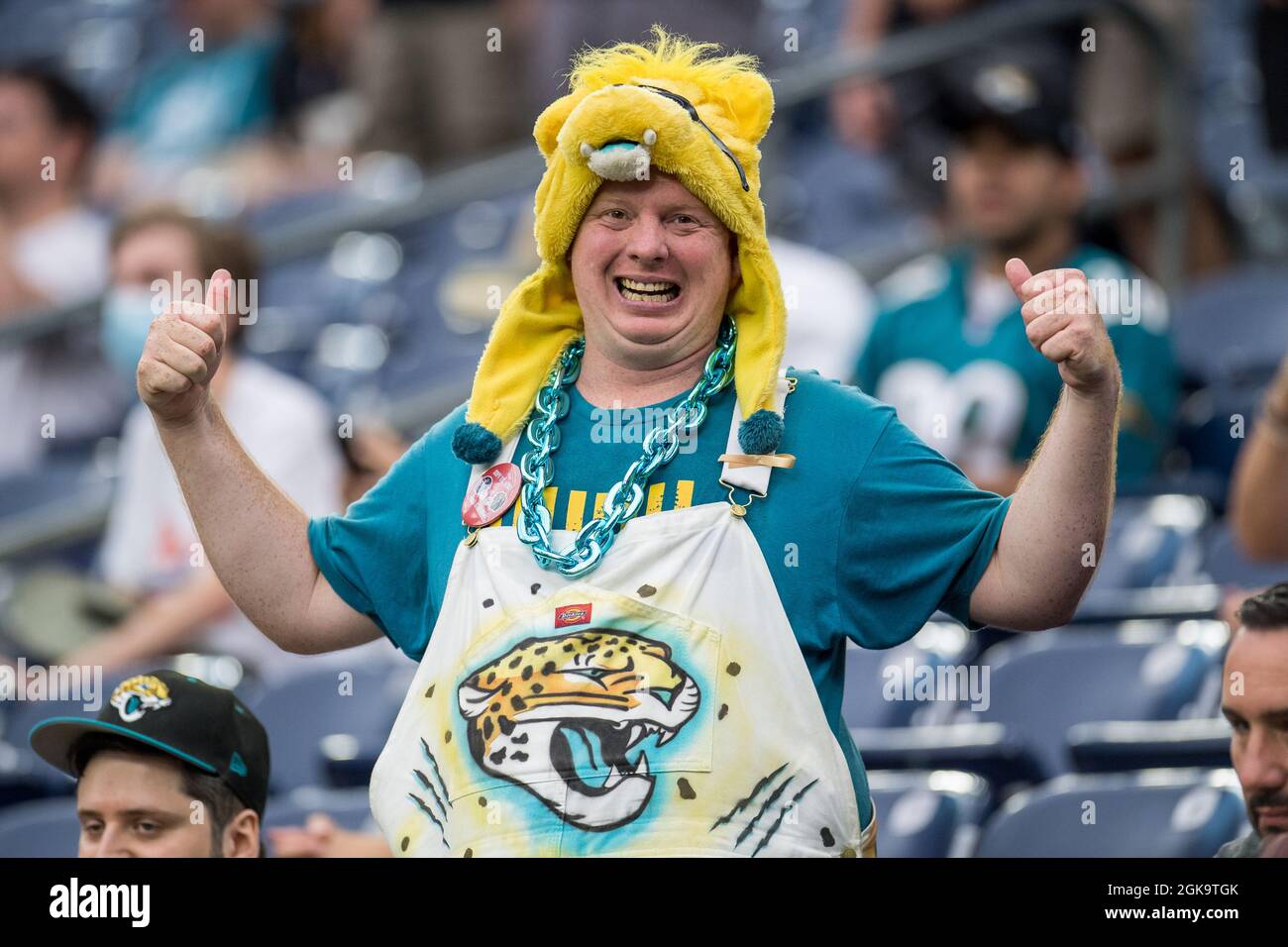September 12, 2021: A Jacksonville Jaguars fan prior to an NFL football ...