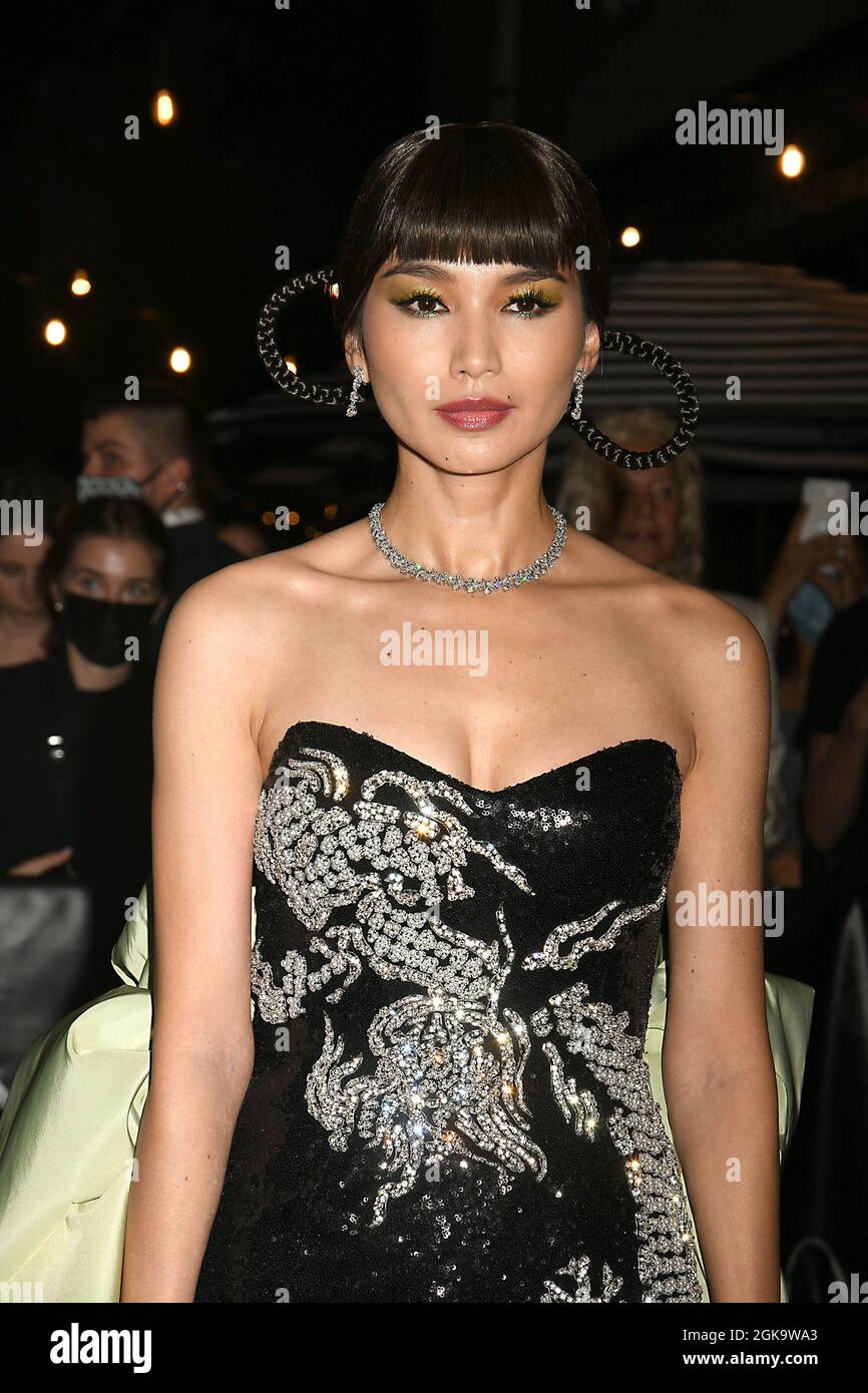 Gemma Chan in Prabal Gurung departs from The Mark Hotel for The ...