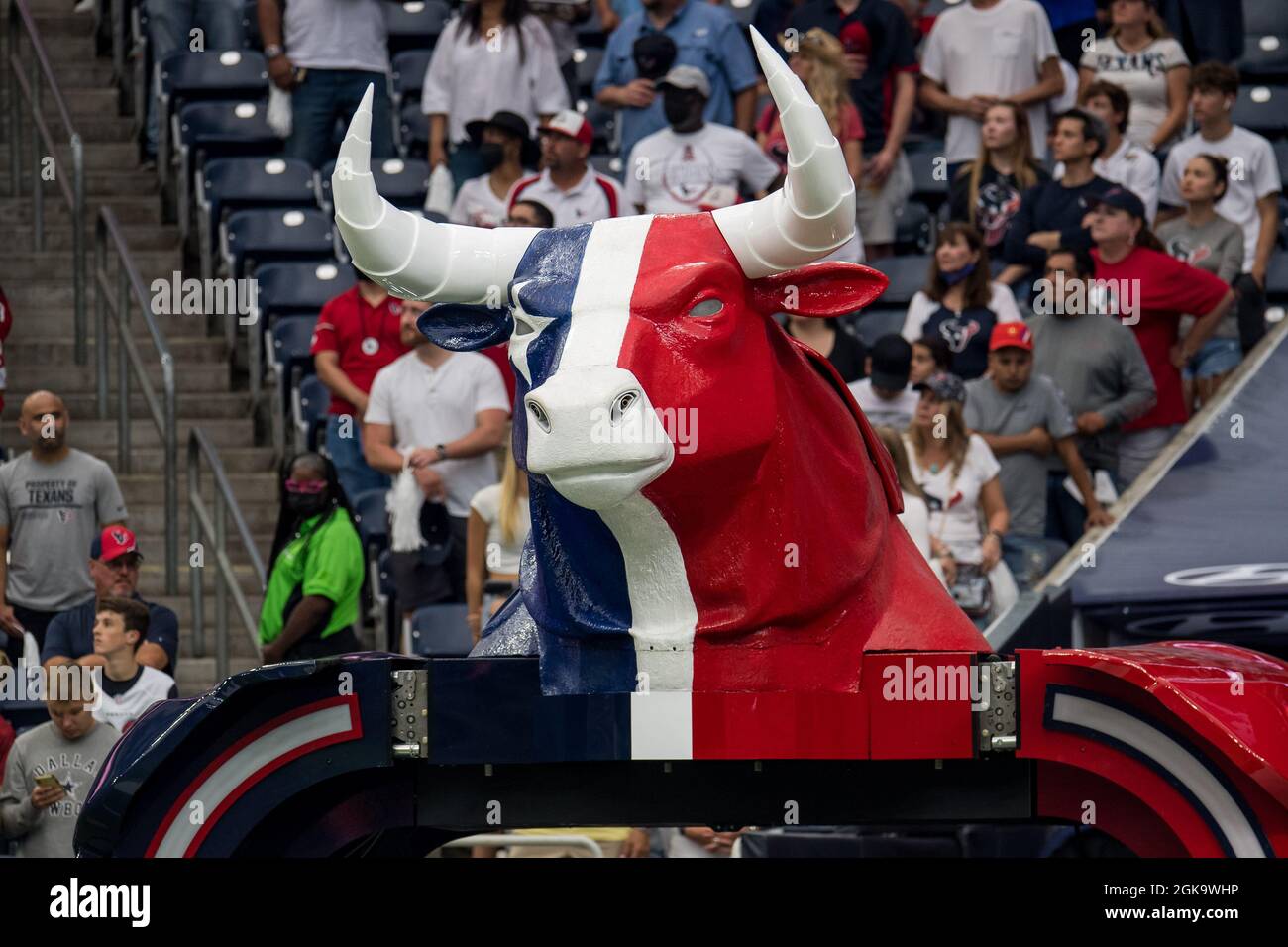 September 12, 2021: A new bull head sits on top on the player entrance ...