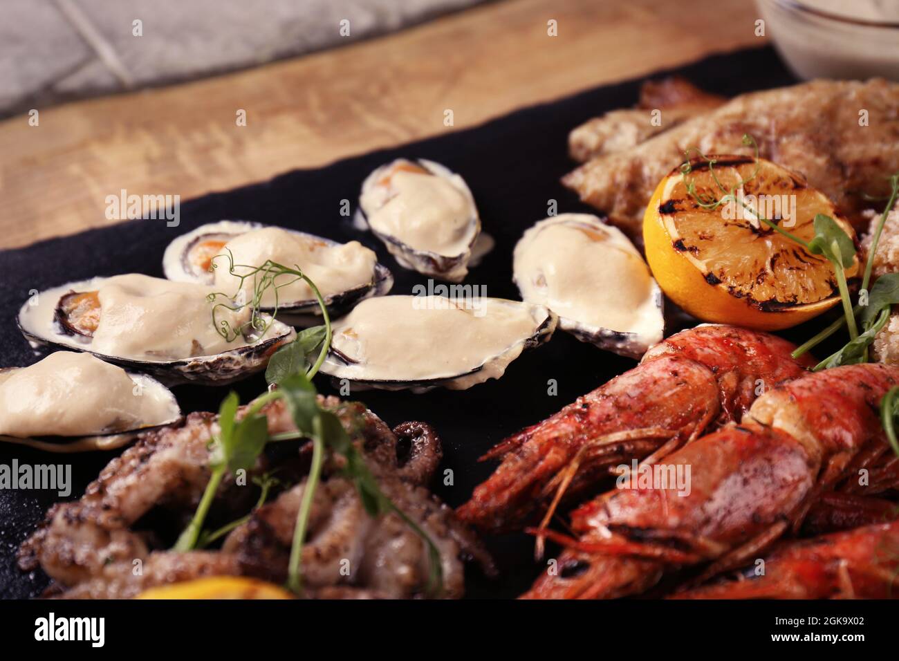 Variety of seafood, close up Stock Photo - Alamy