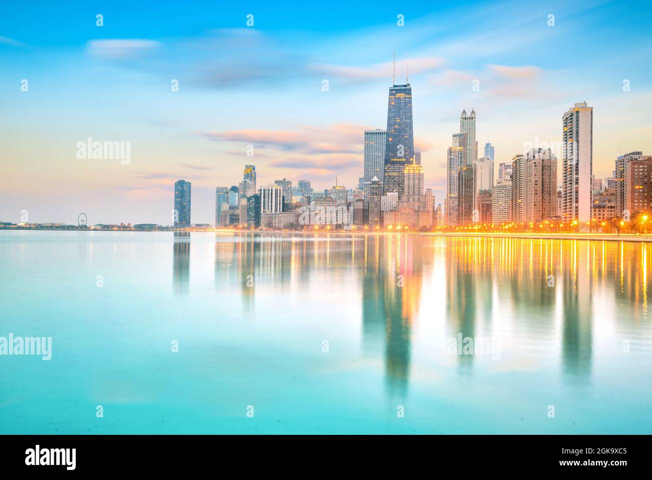 Chicago Skyline Sunset Wallpaper
