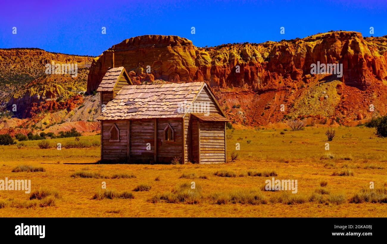 Western style church building on the Ghost Ranch Stock Photo - Alamy