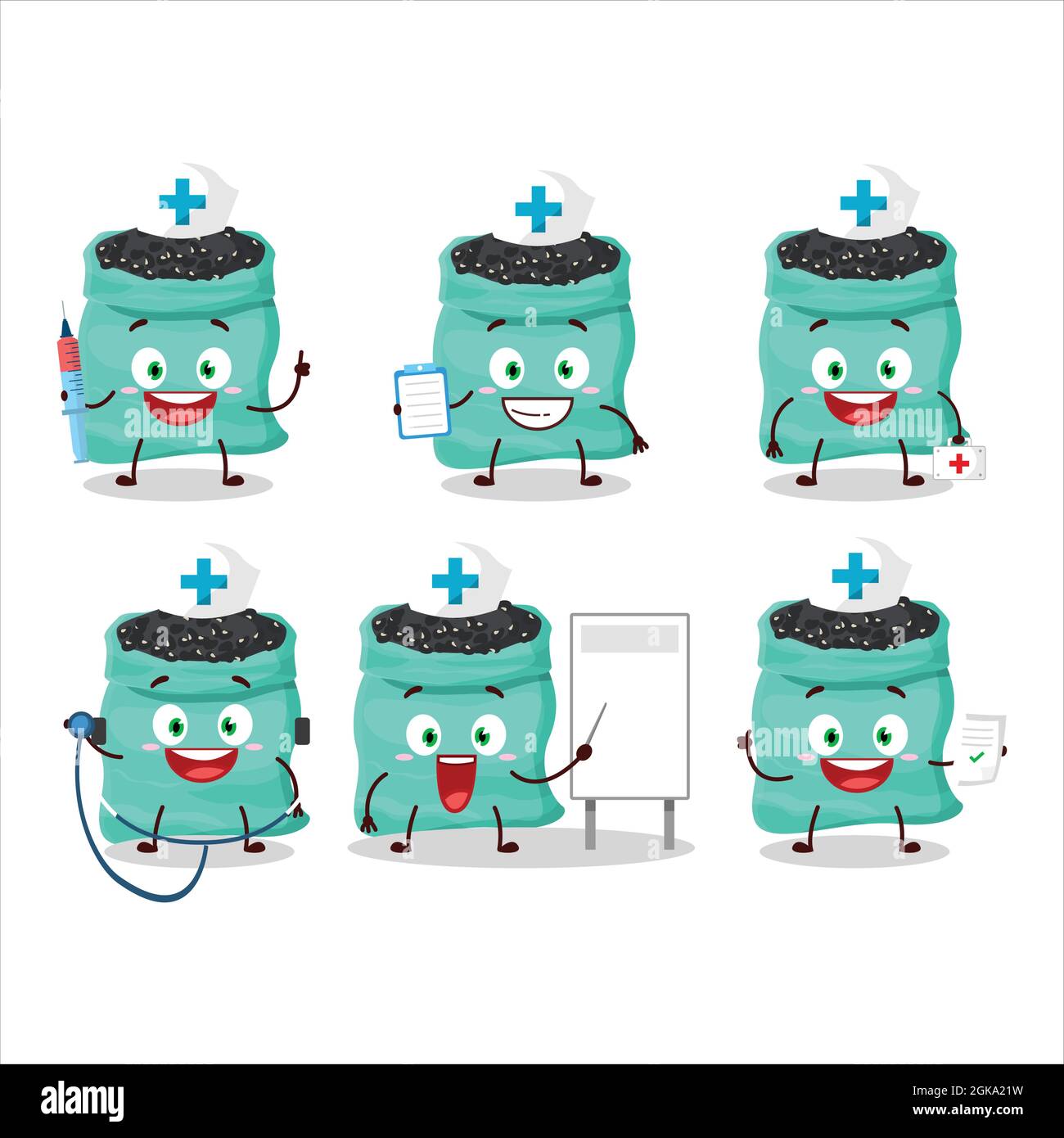 Doctor profession emoticon with black turtle beans cartoon character ...