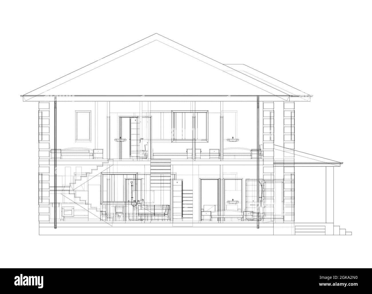 Residential building technical drawing. Vector Stock Vector Image & Art ...