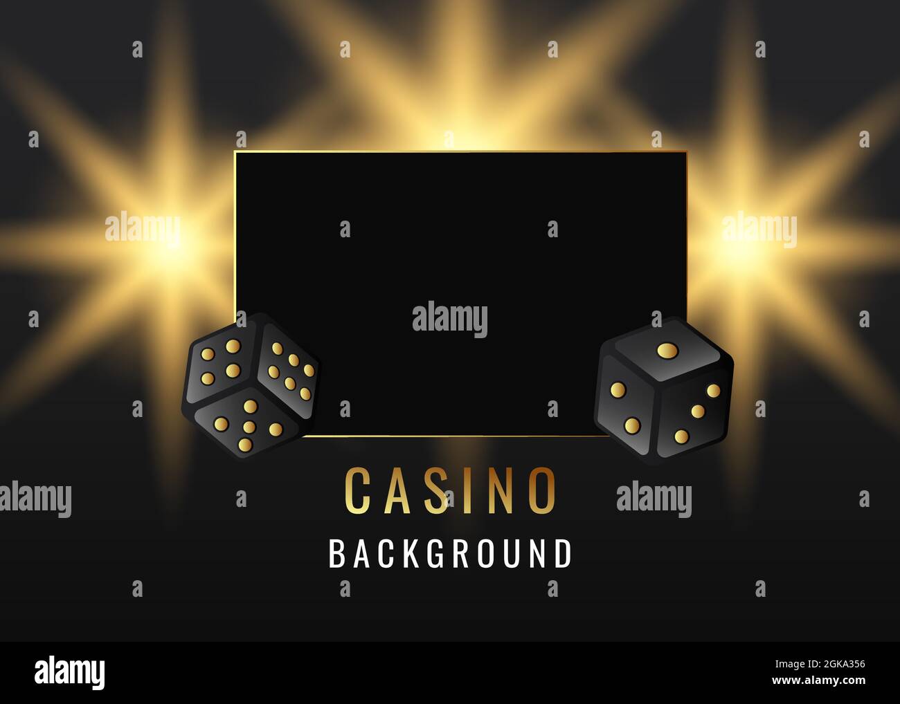 casino background with frame flare light and gold dice Stock Vector ...