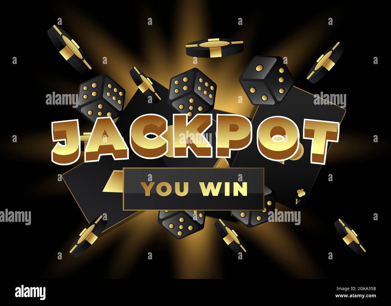 jackpot background with playing cards, dice and coin Stock Vector Image ...