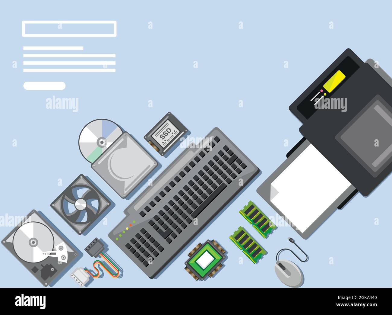 computer parts and printer Stock Vector Image & Art - Alamy