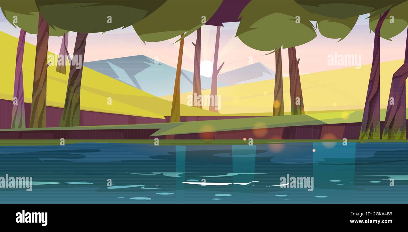 Cartoon Lake Background