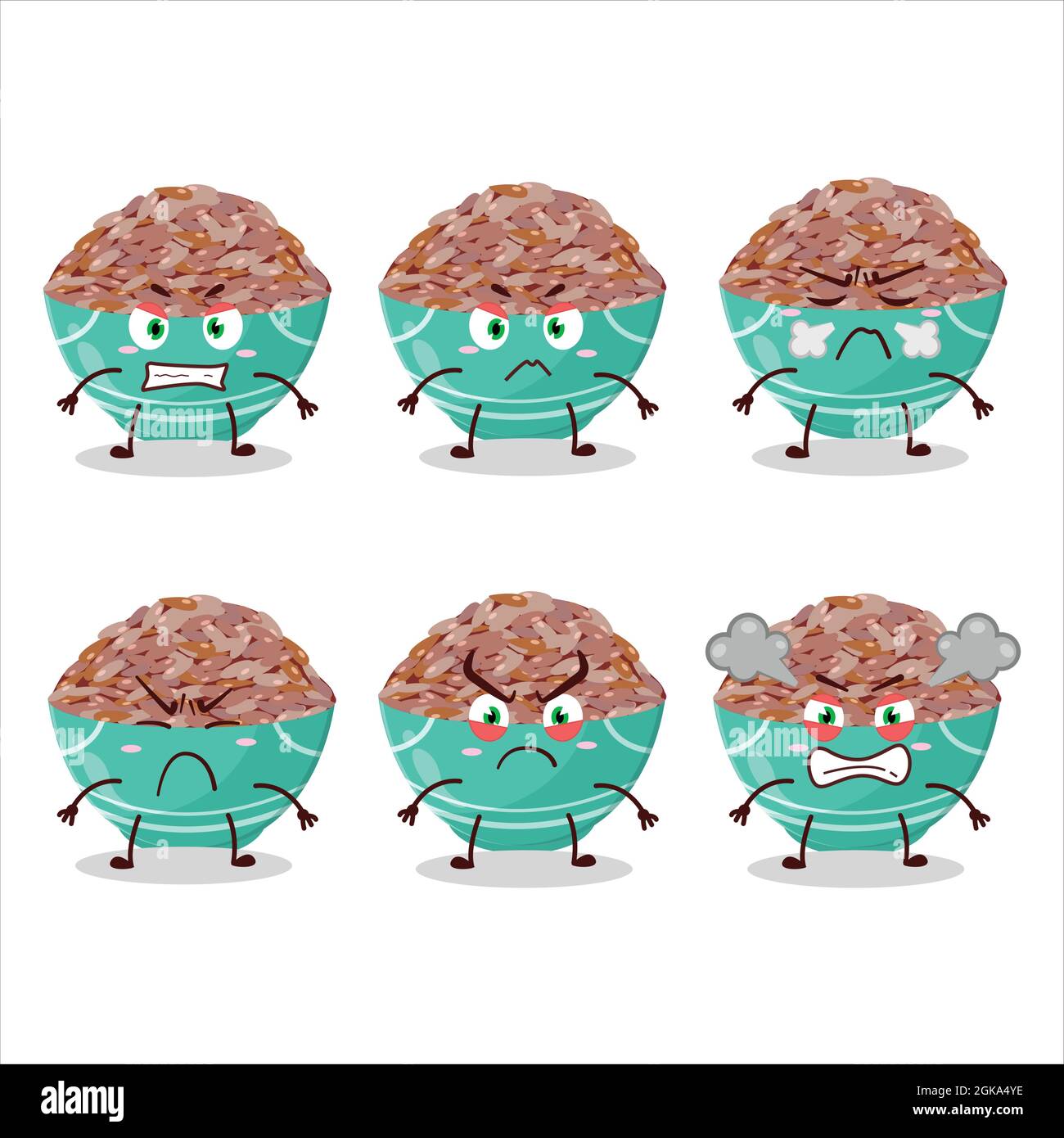 Red cargo rice cartoon character with various angry expressions. Vector ...