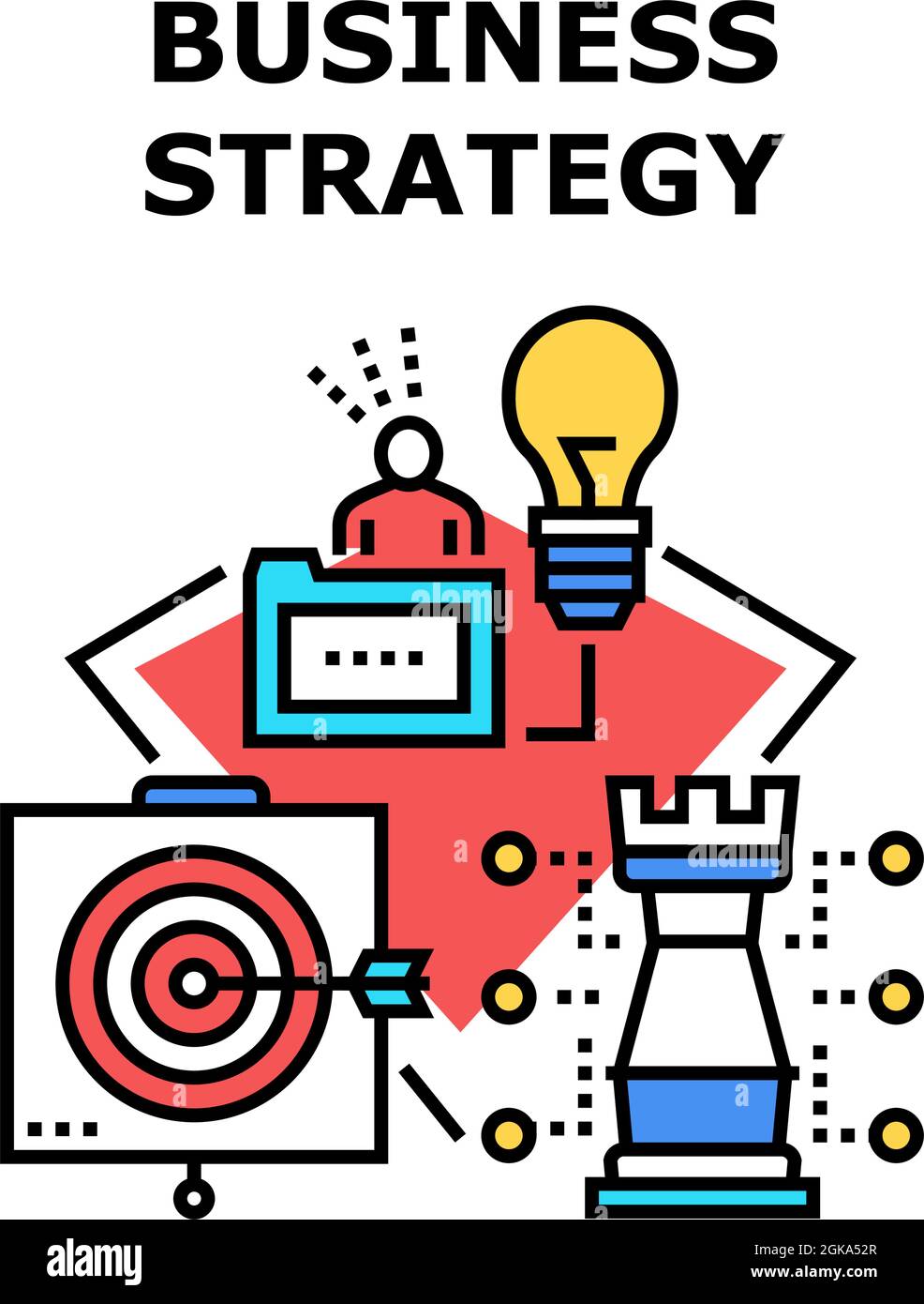 Business Strategy Idea Concept Color Illustration Stock Vector Image ...