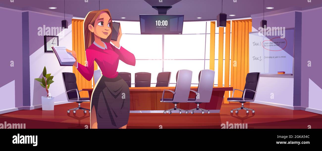 Businesswoman in conference room for meetings, presentation for team or ...