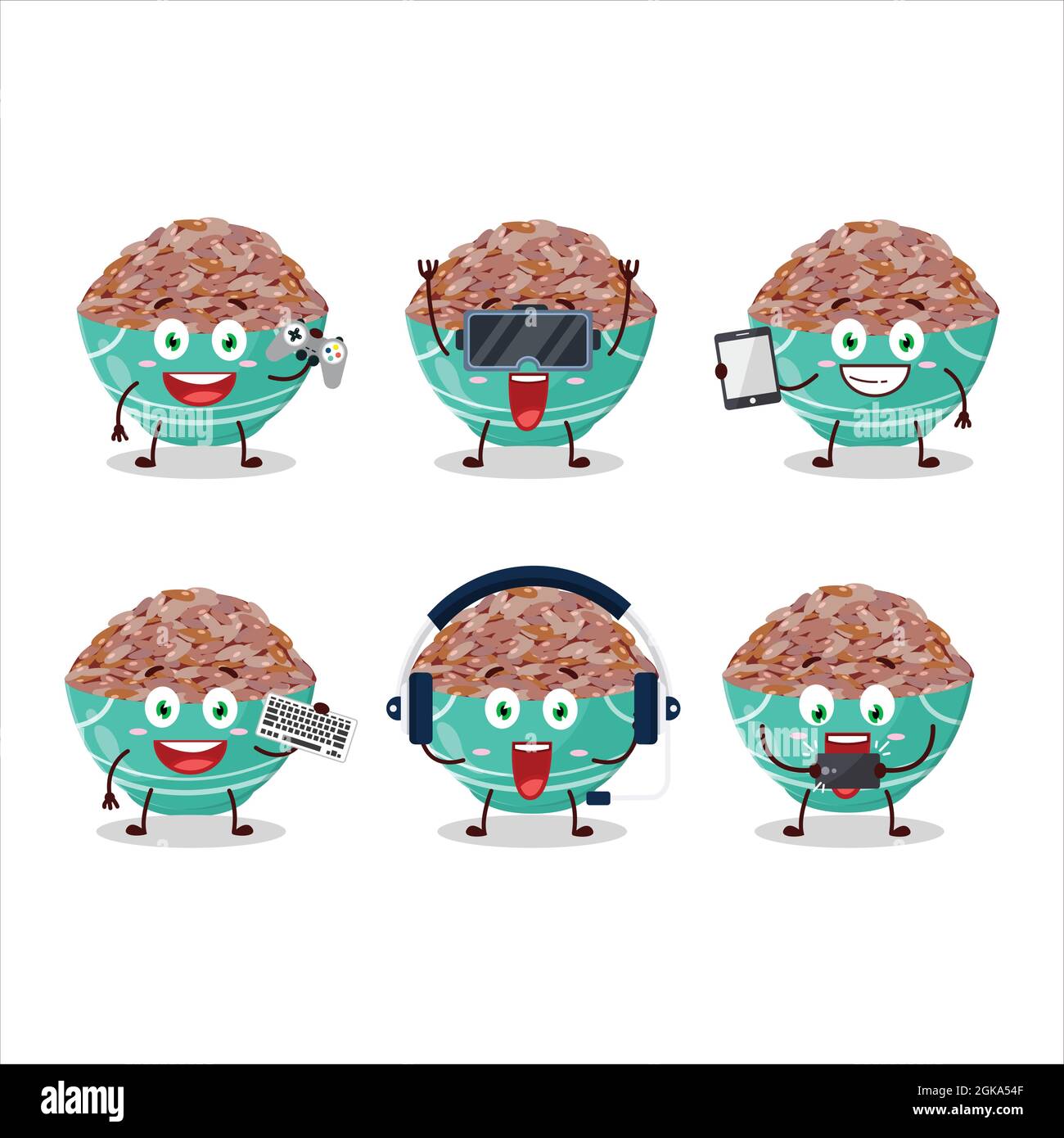 Red cargo rice cartoon character are playing games with various cute ...