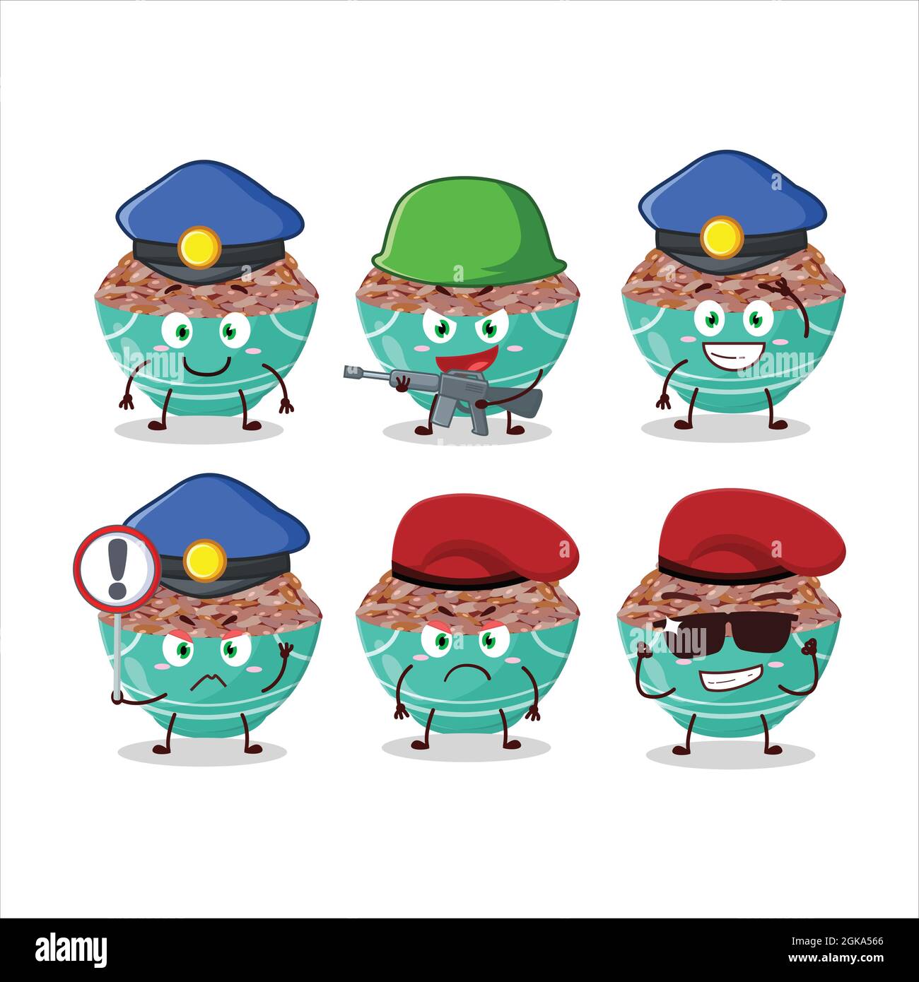A dedicated Police officer of red cargo rice mascot design style ...
