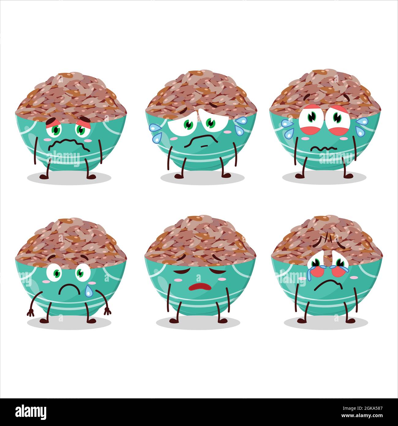 Red cargo rice cartoon character with sad expression. Vector ...