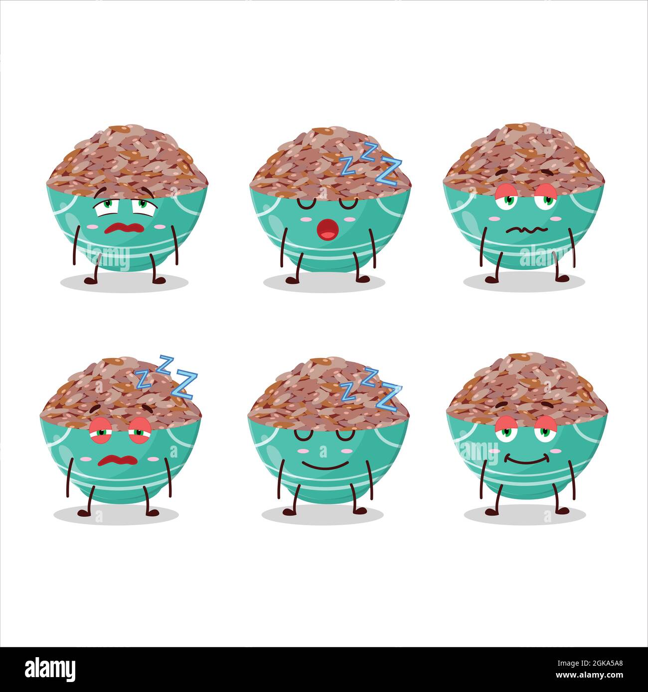 Cartoon character of red cargo rice with sleepy expression. Vector ...