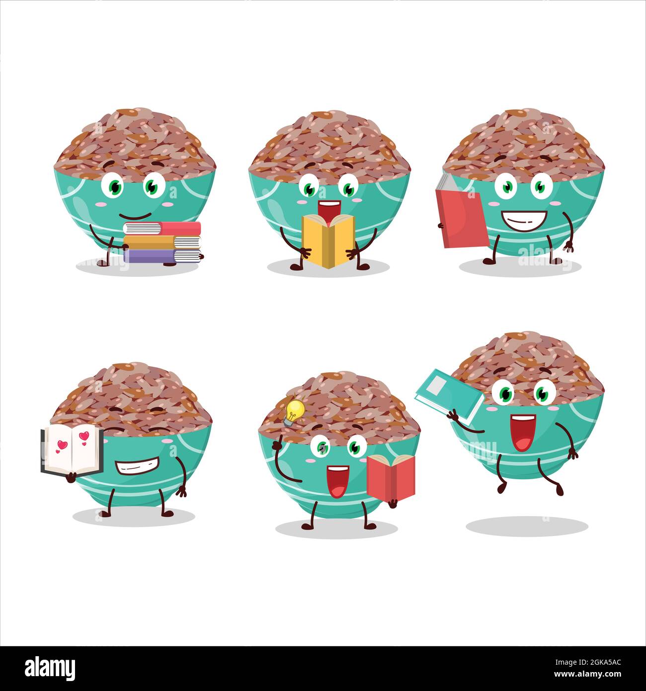 A picture of red cargo rice cartoon character concept reading an ...