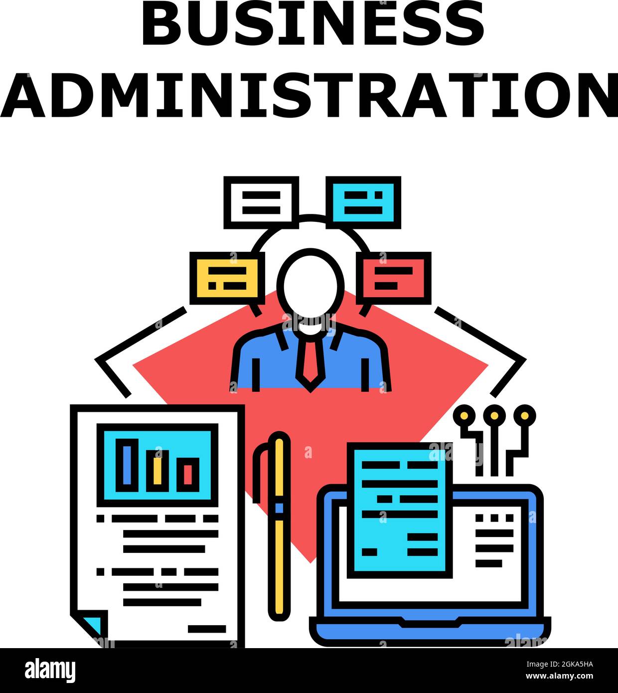 Business Administration Concept Color Illustration Stock Vector Image ...