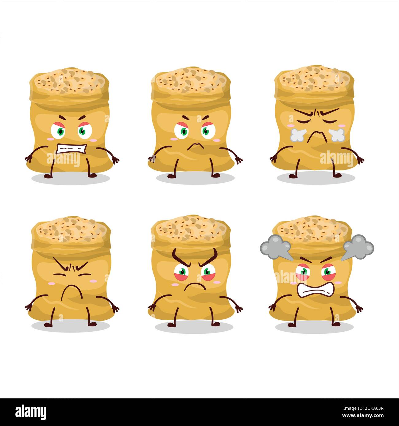 Soy beans cartoon character with various angry expressions. Vector ...