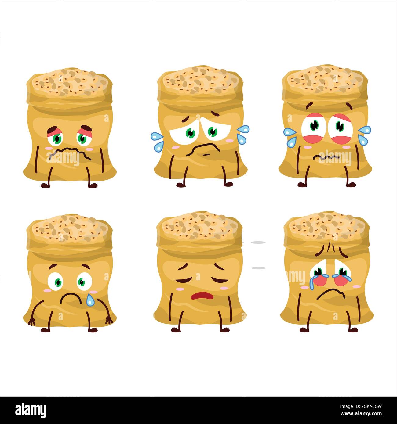 Soy beans cartoon character with sad expression. Vector illustration ...