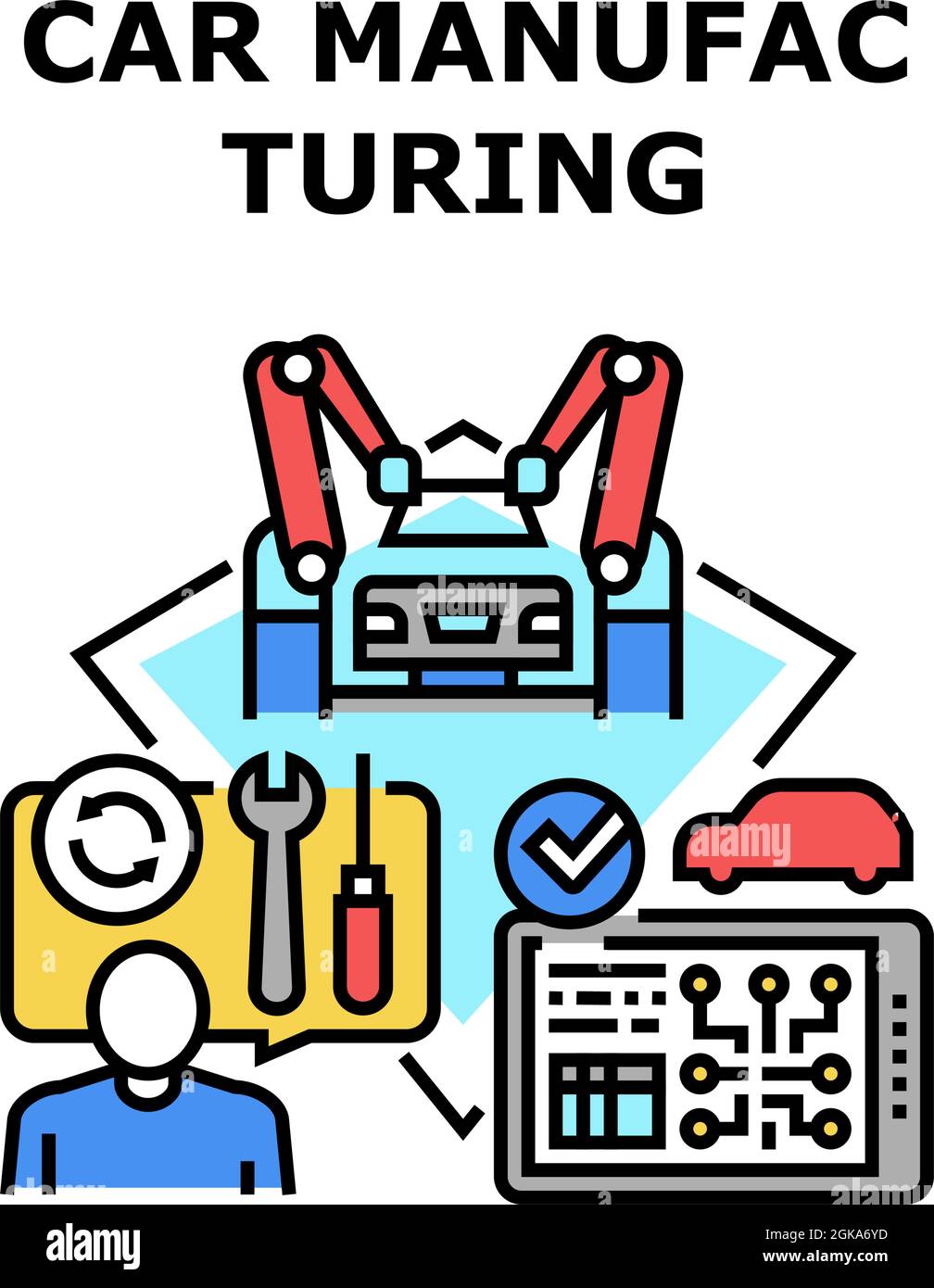 Car Manufacturing Plant Concept Color Illustration Stock Vector Image ...