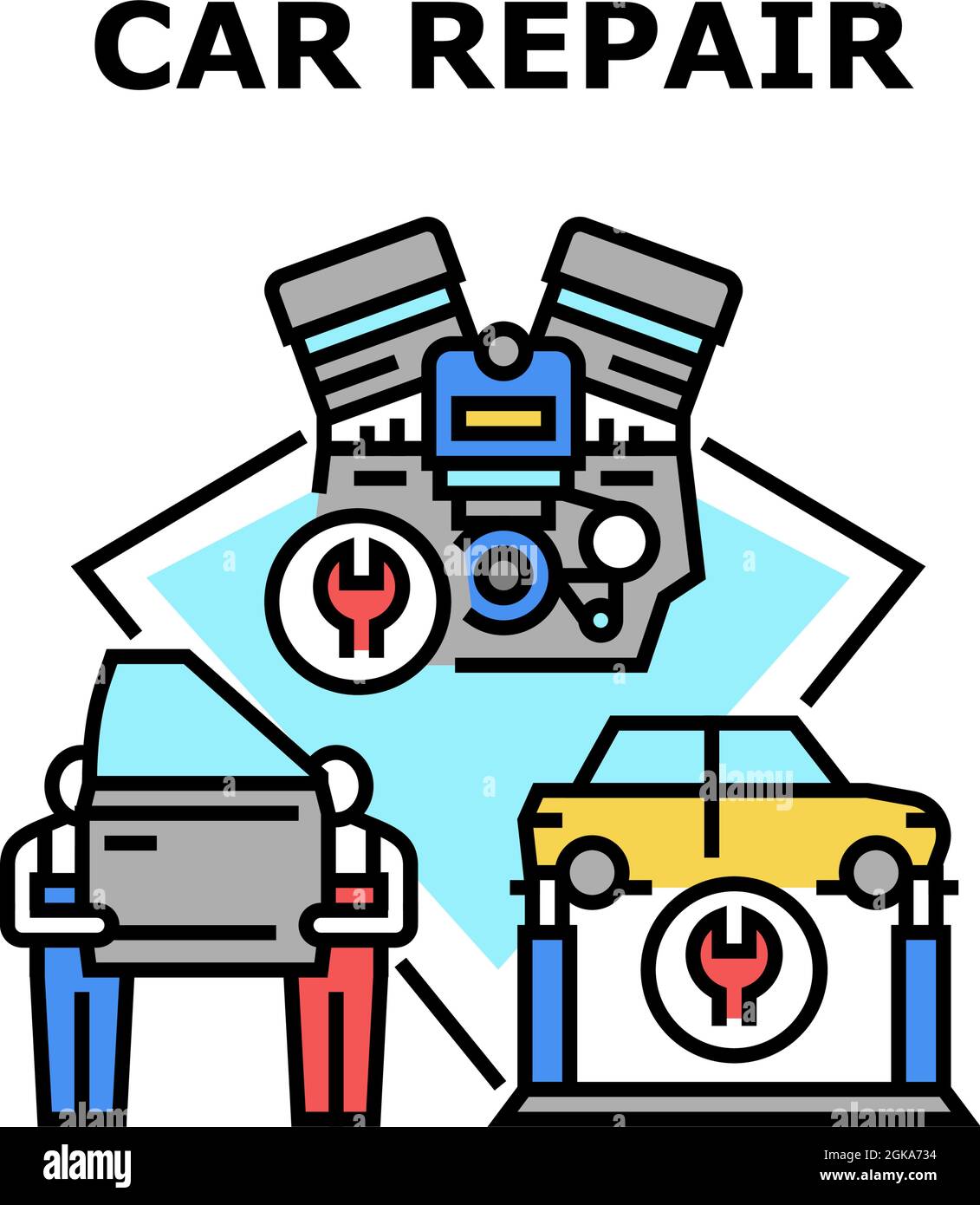 Car Repair Service Concept Color Illustration Stock Vector Image & Art ...