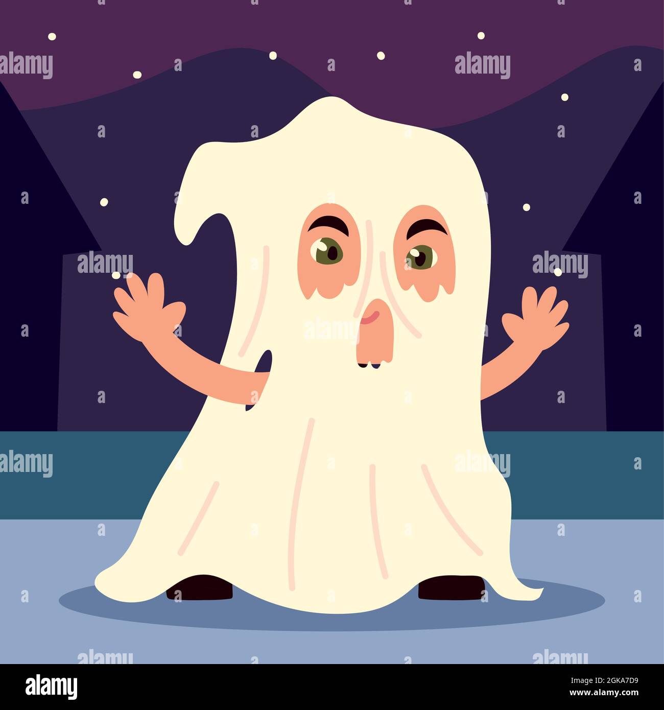 kid with ghost costume Stock Vector Image & Art - Alamy