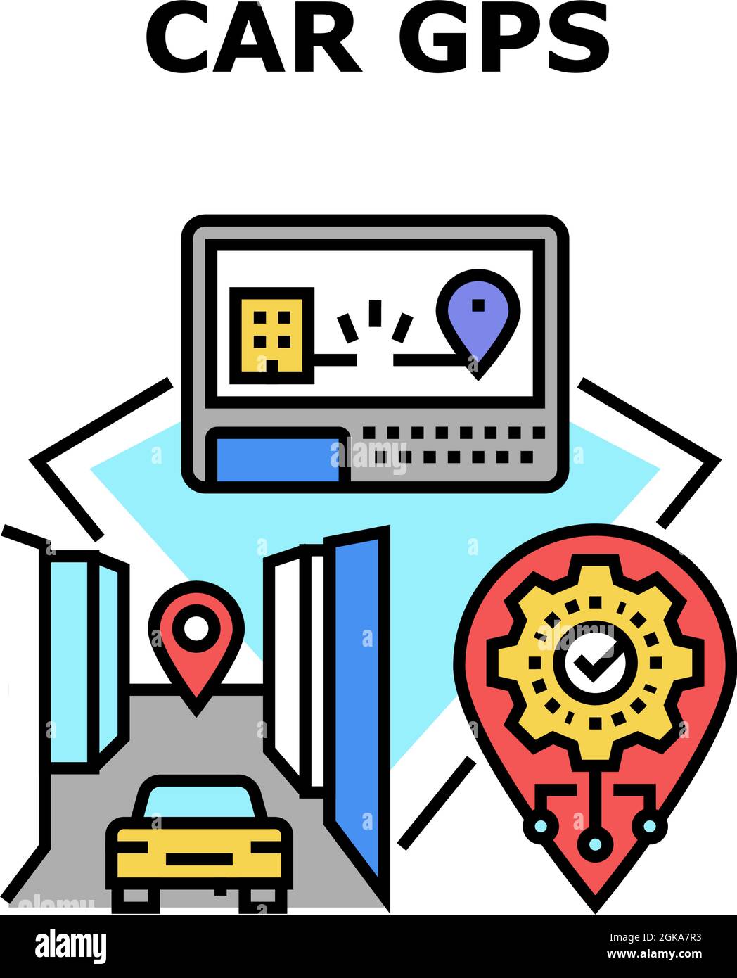 Car Gps Device Vector Concept Color Illustration Stock Vector Image ...